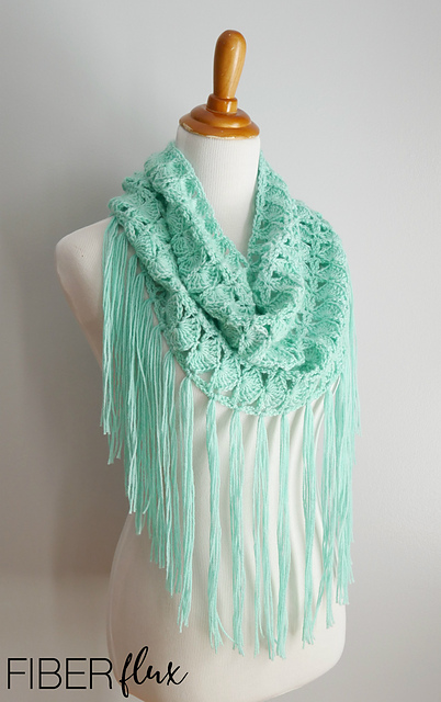 Ravelry: Minty Meadows Fringe Cowl pattern by Fiber Flux / Jennifer ...