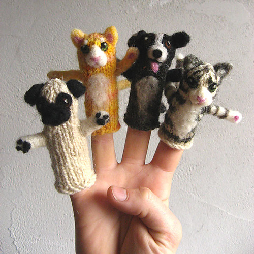 Ravelry: Cats & Dogs Finger Puppet pattern by Peace Fleece