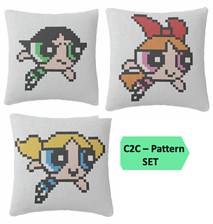 Ravelry: C2C Powerpuff Girls pattern by Gaia Divina