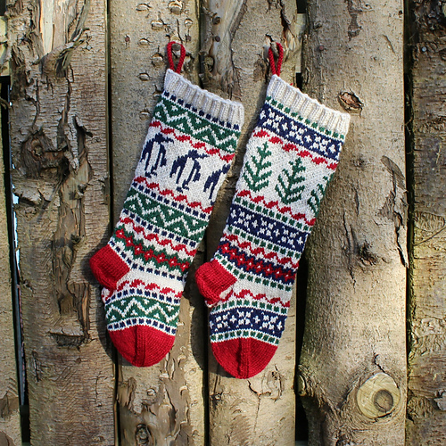 Ravelry: Penguin and Trees Santa Socks pattern by Gigi Knits