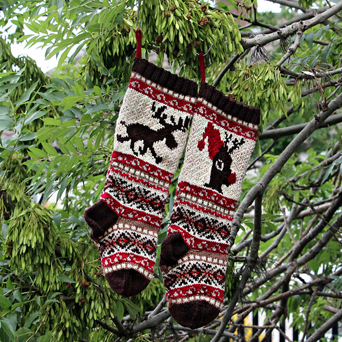 Ravelry: Moose Christmas Stockings pattern by Gigi Knits