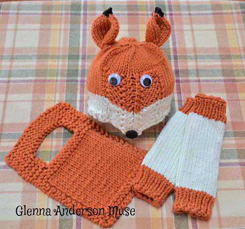 Ravelry: Friendly Fox Baby Hat, Bib, and Leg Warmers pattern by Glenna Muse