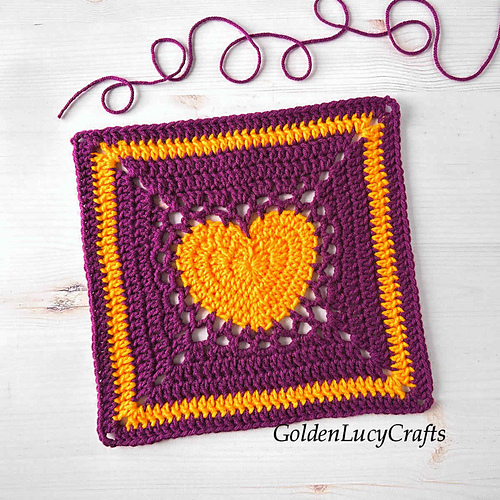 Ravelry: Large 12" Heart Square pattern by GoldenLucyCrafts