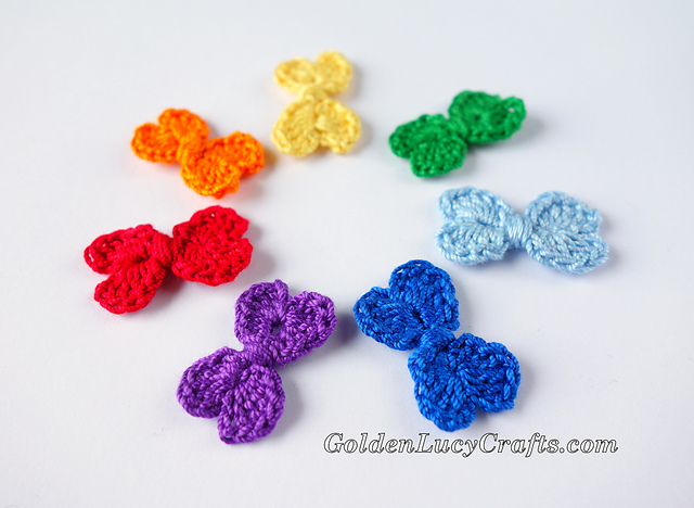 Ravelry: Mini Bow, Hearts Bow pattern by GoldenLucyCrafts