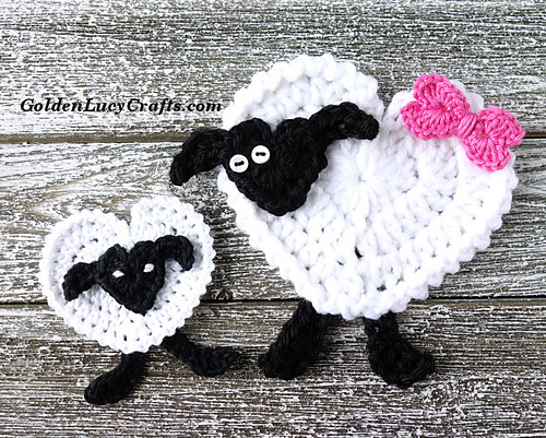 Ravelry: Heart Sheep Applique pattern by GoldenLucyCrafts