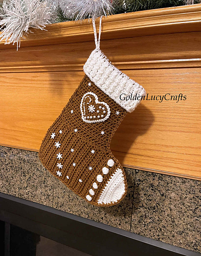 Ravelry: Gingerbread Stocking pattern by GoldenLucyCrafts