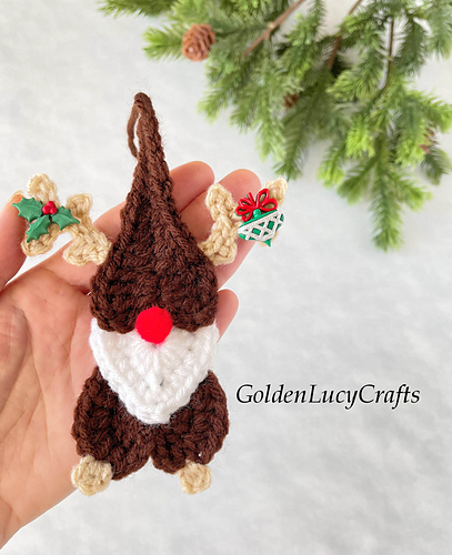 Ravelry: Reindeer Gnome Christmas Ornament pattern by GoldenLucyCrafts