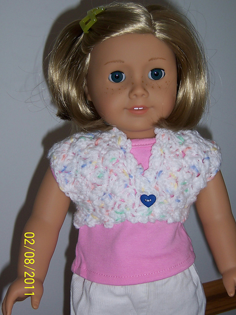 Ravelry: Angelic Shrug for 18" AG Doll pattern by Bev Matheson