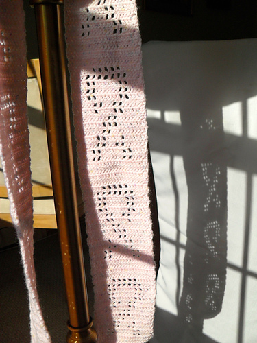 Ravelry: Pink Ribbon Reverse Filet Scarf pattern by Hazel Furst