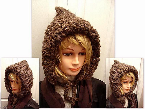 Ravelry: 505, CROCHET PIXIE HOOD, age 5 to adult pattern by Emi Harrington