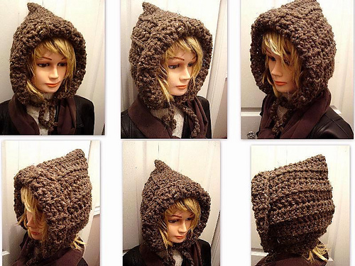 Ravelry: 505, CROCHET PIXIE HOOD, age 5 to adult pattern by Emi Harrington