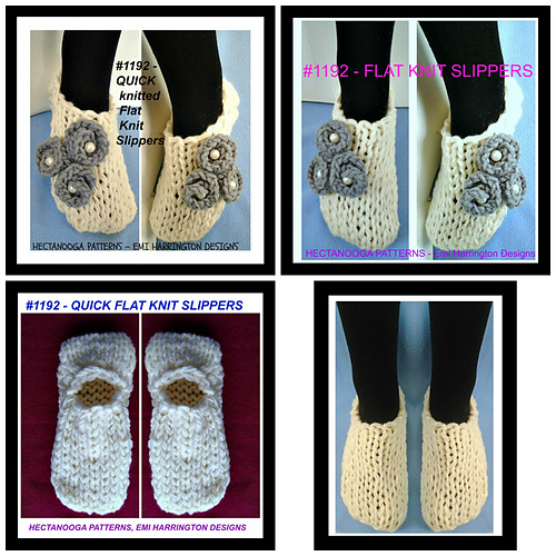 Ravelry: 1192 - FLAT KNIT SLIPPERS pattern by Emi Harrington