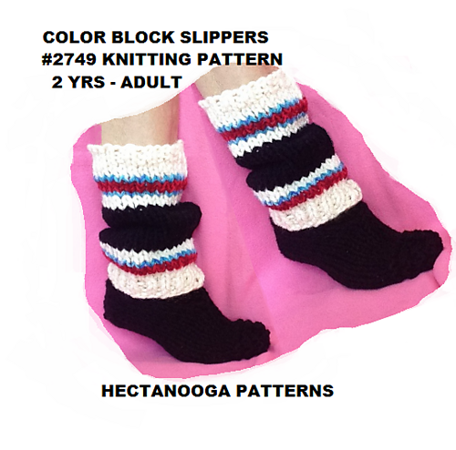 Ravelry: 2749 - COLOR BLOCK slippers pattern by Emi Harrington