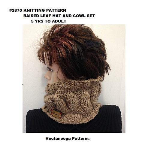 Ravelry: 2870 - RAISED LEAF cowl & hat pattern by Emi Harrington