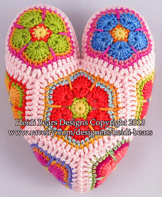 Ravelry: African Flower Hippy Hearts pattern by Heidi Bears