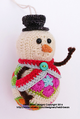 Ravelry: Twig the Snowman African Flower pattern by Heidi Bears