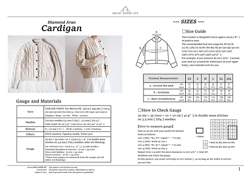 Ravelry: Diamond aran cardigan pattern by HELLO, HYGGE LIFE