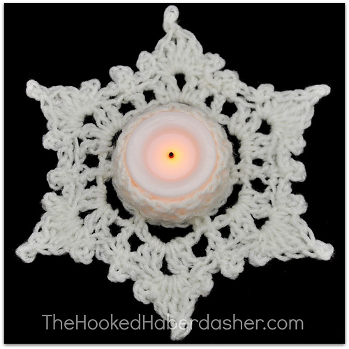 Ravelry: Snowflake Tea Light Cozy pattern by Wendy Bickford