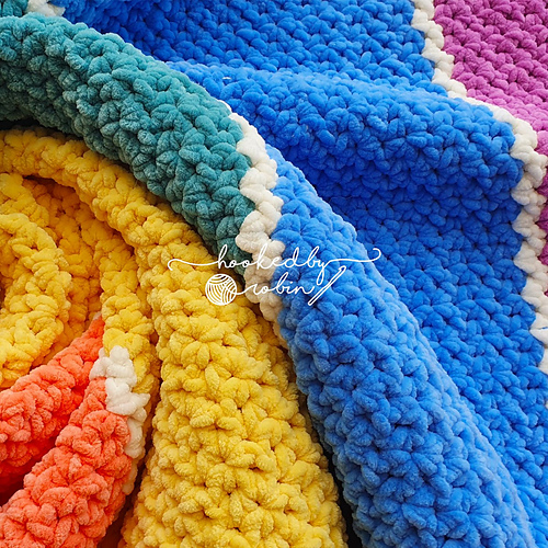 Ravelry: Chenille Colour Block Blanket pattern by Hooked by Robin