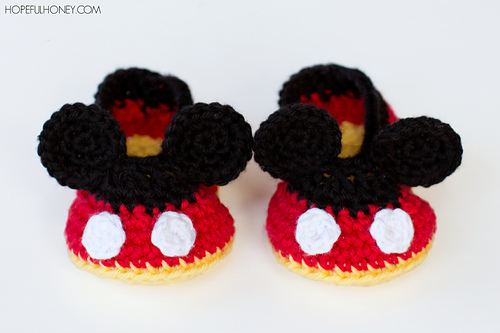 Ravelry: Mickey Mouse Baby Booties pattern by Olivia Kent