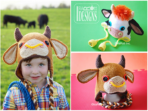 Ravelry: Luna the Moo-Moo Cow and Bull Hat pattern by Ira Rott