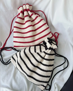 Ravelry: All-in-One Striped Drawstring Bag pattern by IridessaDesign
