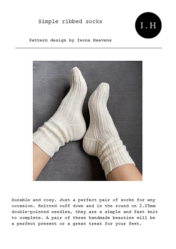 Ravelry: Simple ribbed socks pattern by Iwona Heavens