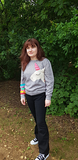 Ravelry: Unicorns & Rainbows Sweater ADULT pattern by Jane Burns