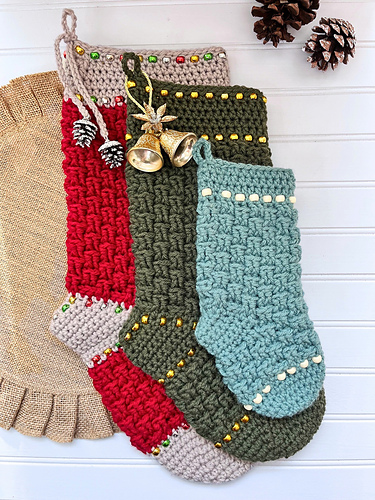 Ravelry: Beaded Basketweave Stocking pattern by Janet Pippin