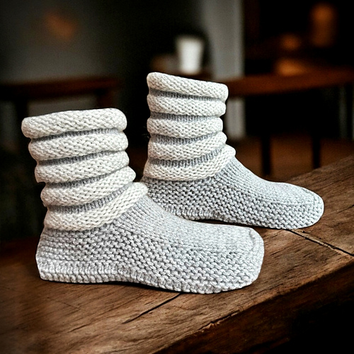 Ravelry: Slippers with a Puffy Cuff pattern by Janis Frank