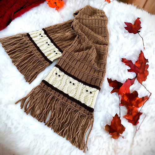 Ravelry: Owl Scarf pattern by Janis Frank