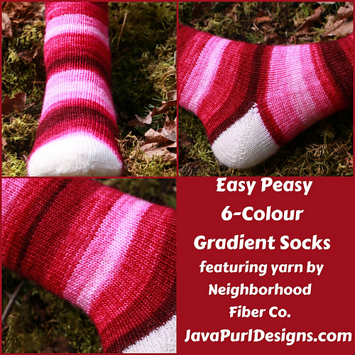Ravelry: Easy Peasy 6-Colour Gradient Socks pattern by Dami M. Almon