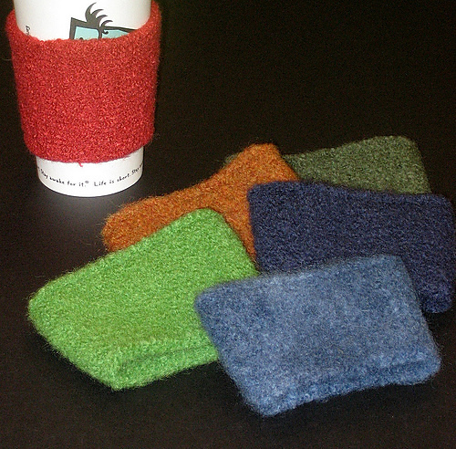 Ravelry: Felted Coffee Cozy pattern by Laura Rasmussen