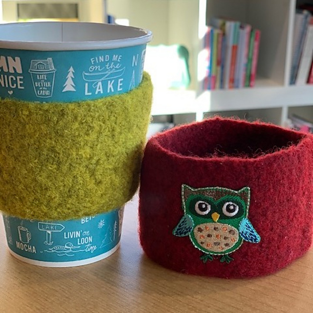 Ravelry: Felted Coffee Cozy pattern by Laura Rasmussen