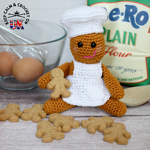 Ravelry: Gino the Gingerbread Baker pattern by Heather C Gibbs (KCACO.UK)