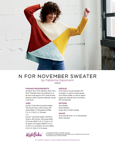 Ravelry: N for November Sweater pattern by Fabienne Gassmann