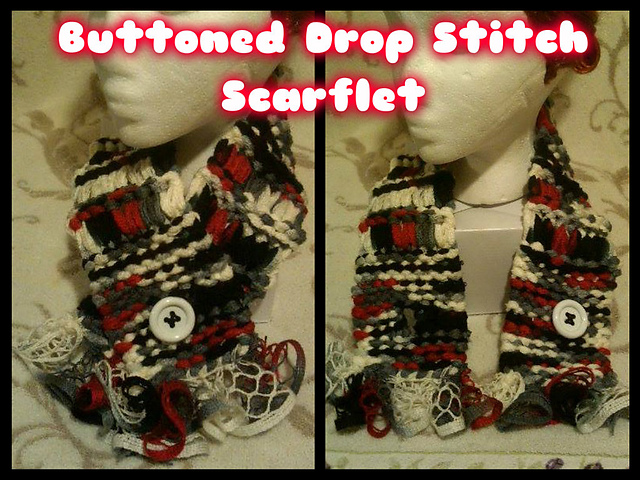 Ravelry: Buttoned Drop Stitch Scarflet pattern by Kathy Lee Oldfield