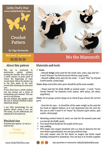 Ravelry: 078 Mammoth Mo pattern by LittleOwlsHut