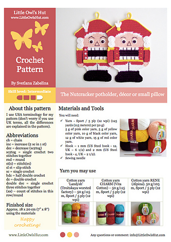 Ravelry: 108 Nutcracker decor or potholder pattern by LittleOwlsHut