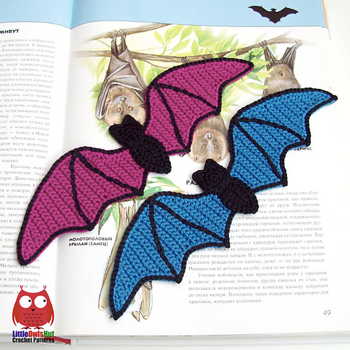 Ravelry: 163 Bat bookmark or decor pattern by LittleOwlsHut