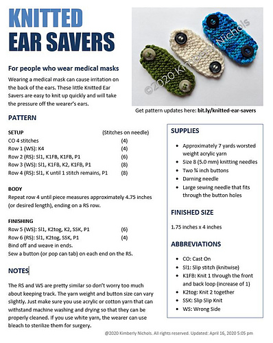 Ravelry: Knitted Ear Savers pattern by Kimberly Nichols