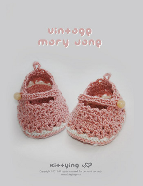 Ravelry: Vintage Mary Jane Baby Booties pattern by Kittying Ying