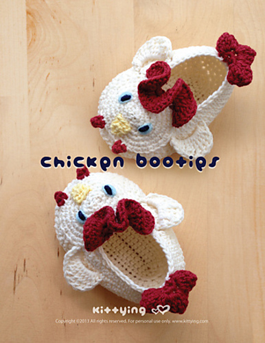 Ravelry: Chicken Rooster Cock Baby Booties pattern by Kittying Ying