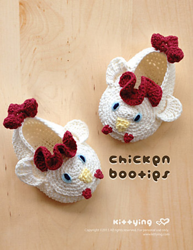 Ravelry: Chicken Rooster Cock Baby Booties pattern by Kittying Ying