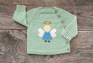 Ravelry: Baby Cardigan with Angel pattern by Nadia KnitsMagic