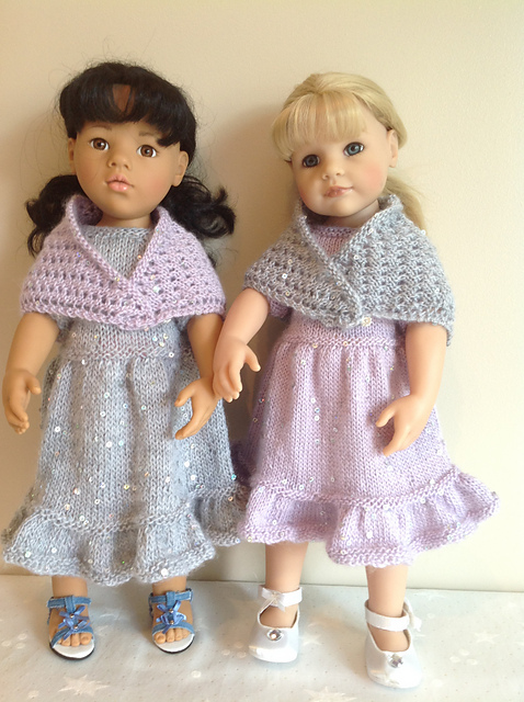 Ravelry: Party dress and shawl for 18" doll pattern by Knitting Nanny Mo