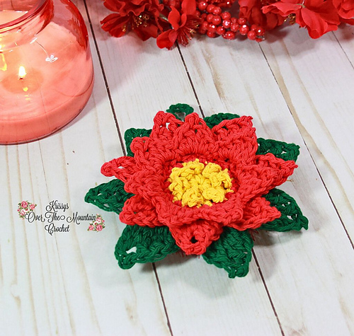 Ravelry: Poinsettia Dishcloth Scrubby pattern by Kris Moore