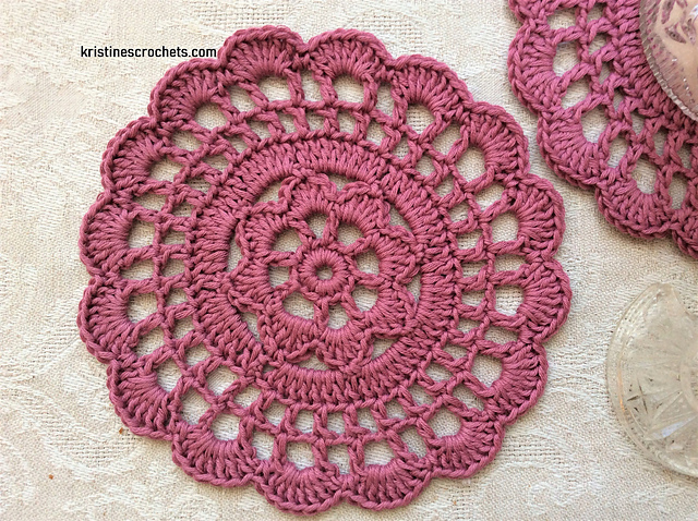 Ravelry: Floral Rose Doily Coaster pattern by Kristines Crochets
