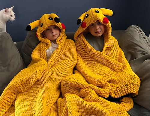 Ravelry: Hooded Pikachu Blanket pattern by Krystle's Krazy Knits