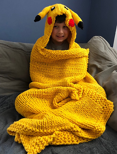 Ravelry: Hooded Pikachu Blanket pattern by Krystle's Krazy Knits